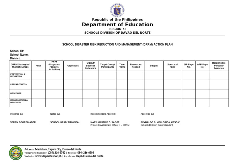 School DRRM Action Plan | PDF