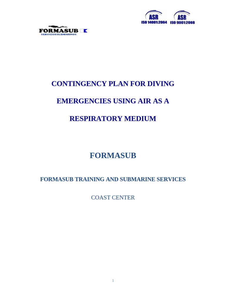 Diving Emergency Contingency Plan | PDF | Risk | Underwater Diving