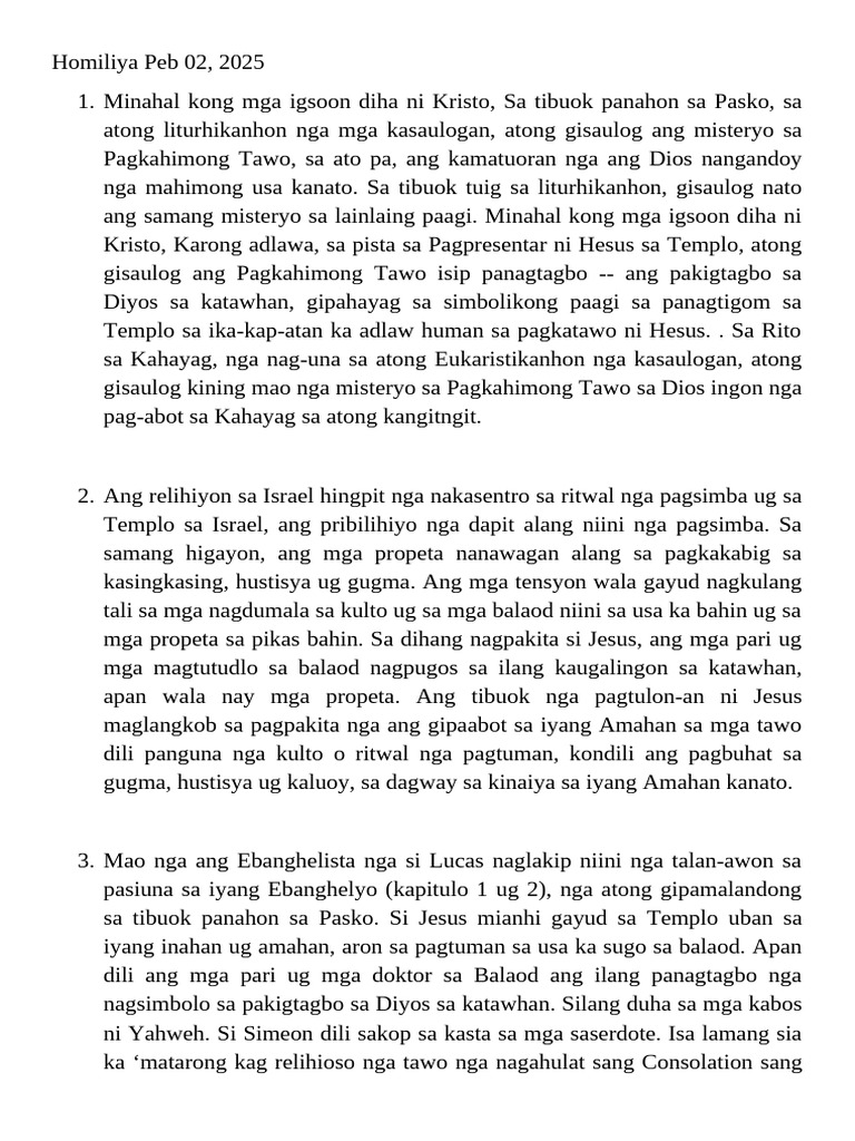 Homiliya Peb 02, 2025 | PDF