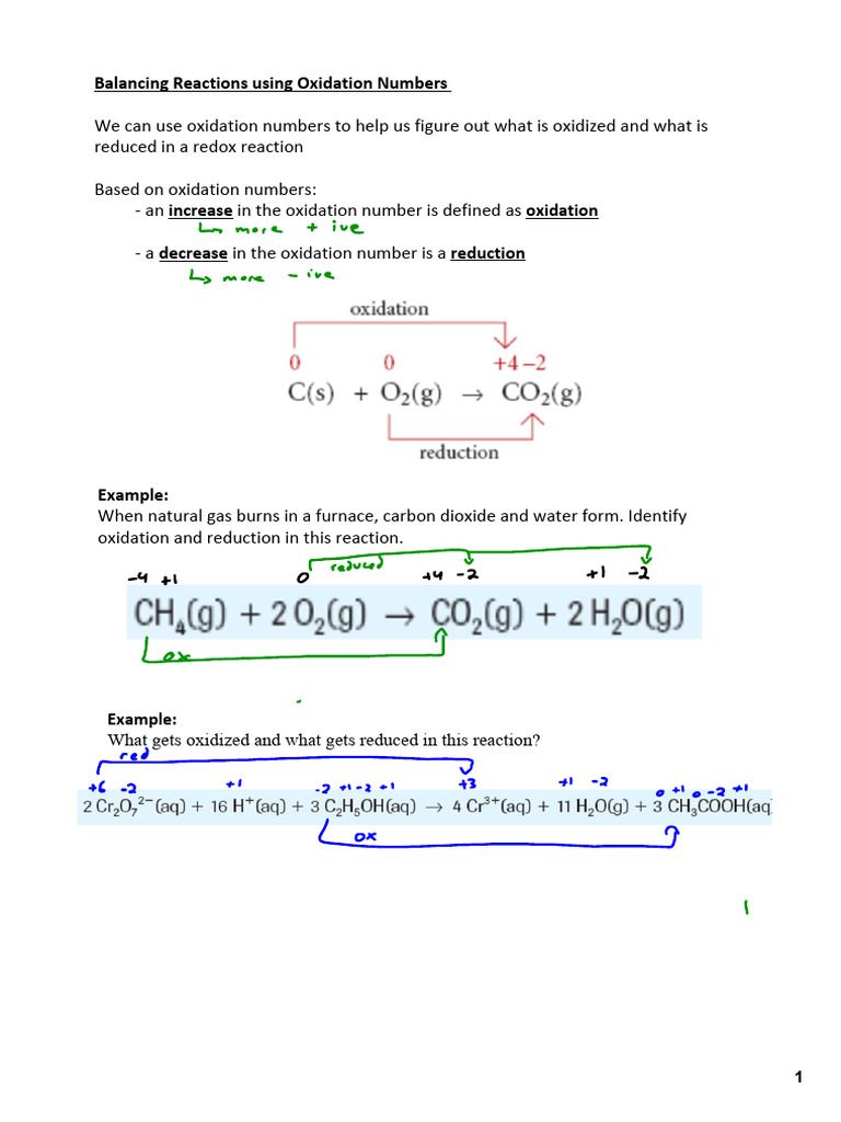 Balancing With Oxidation Numbers | PDF