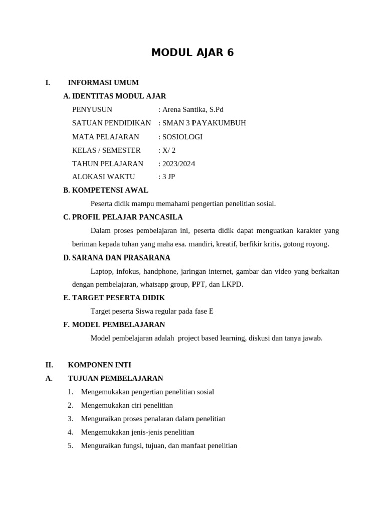 Modul Ajar Sem 2 | PDF