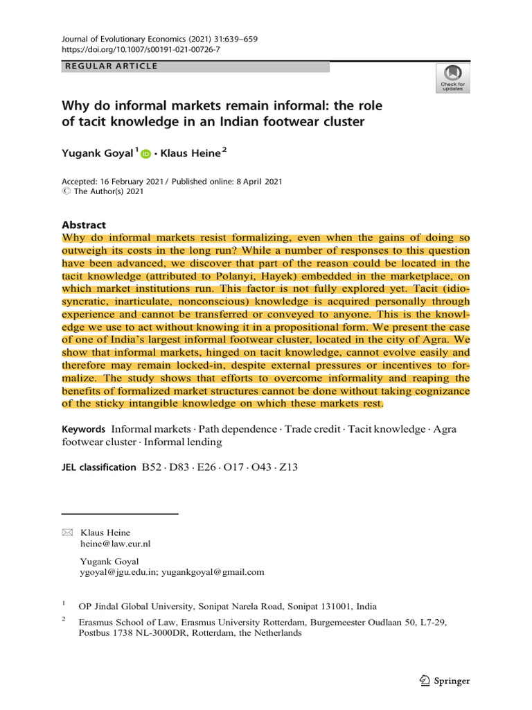 Role of Tacit Knowledge Copy | PDF | Interest | Knowledge