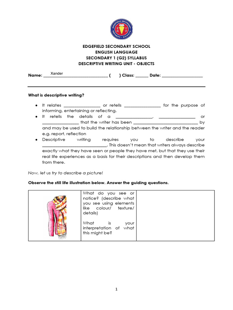 Edited - T1.w01-03: Descriptive Writing (Objects) | PDF | Guitars | Adverb