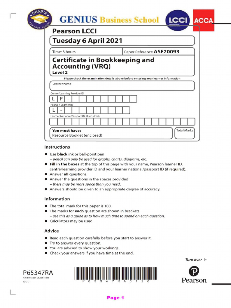 April 2021 Questions Paper, Resource Booklet & Model Answers | PDF