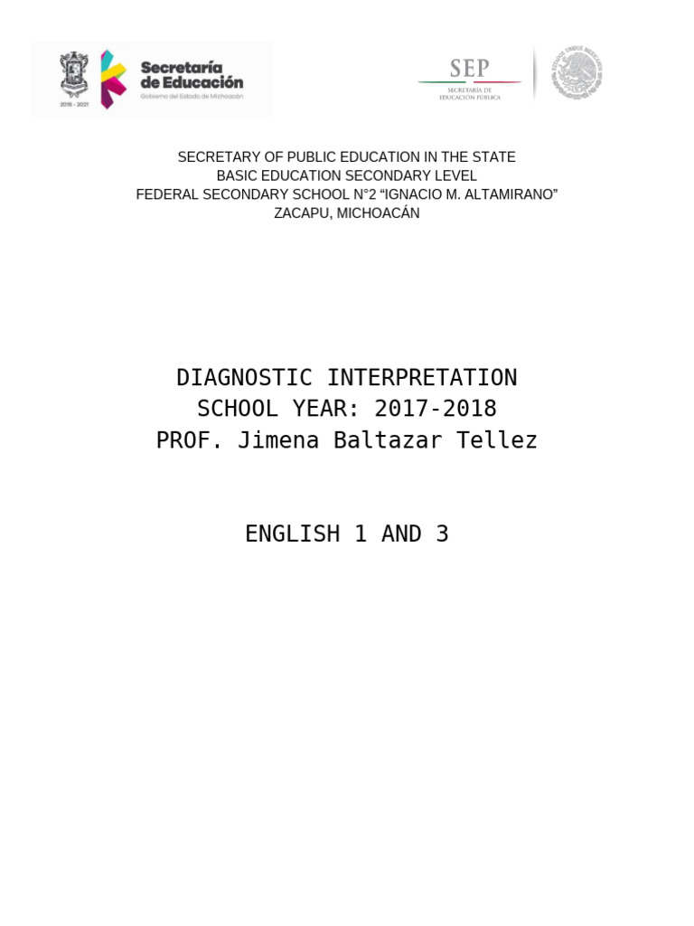 Diagnostic Interpretation English | PDF | English Language | Cognition