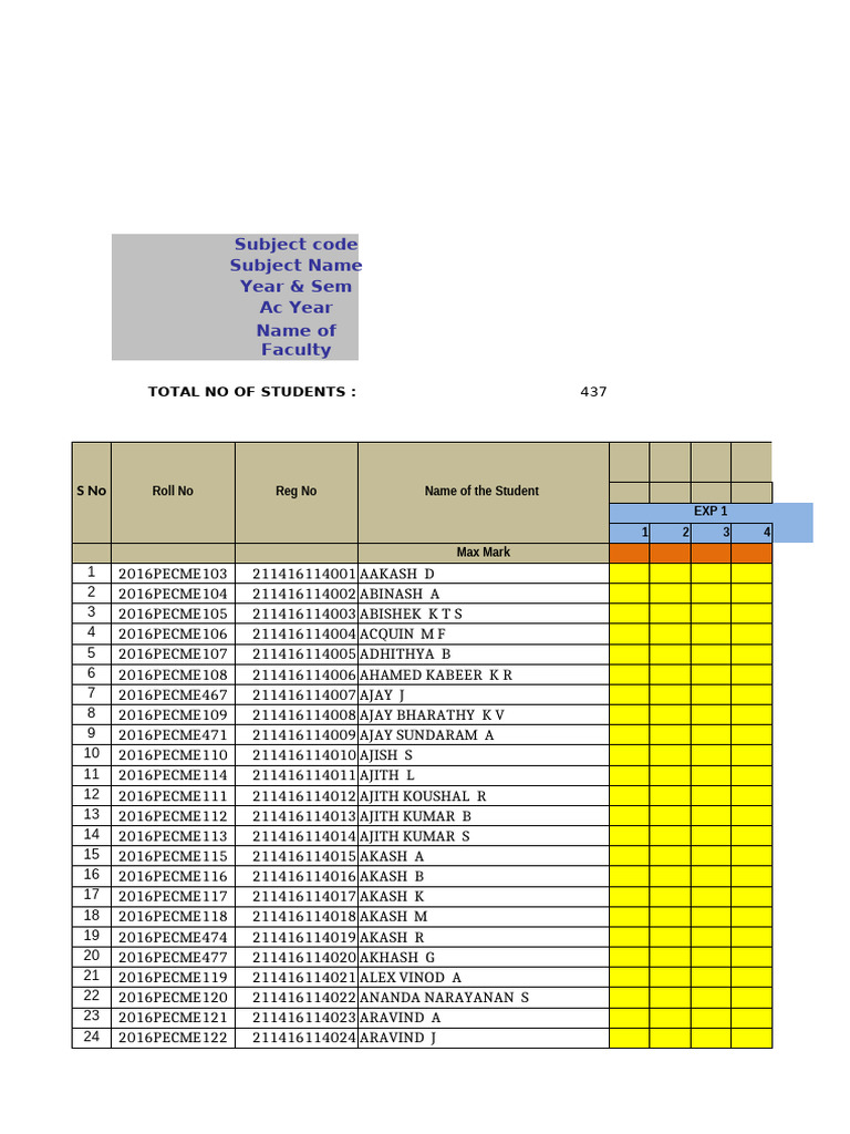 Student Roll Numbers List | PDF | Tamil Cinema | Cinema Of India