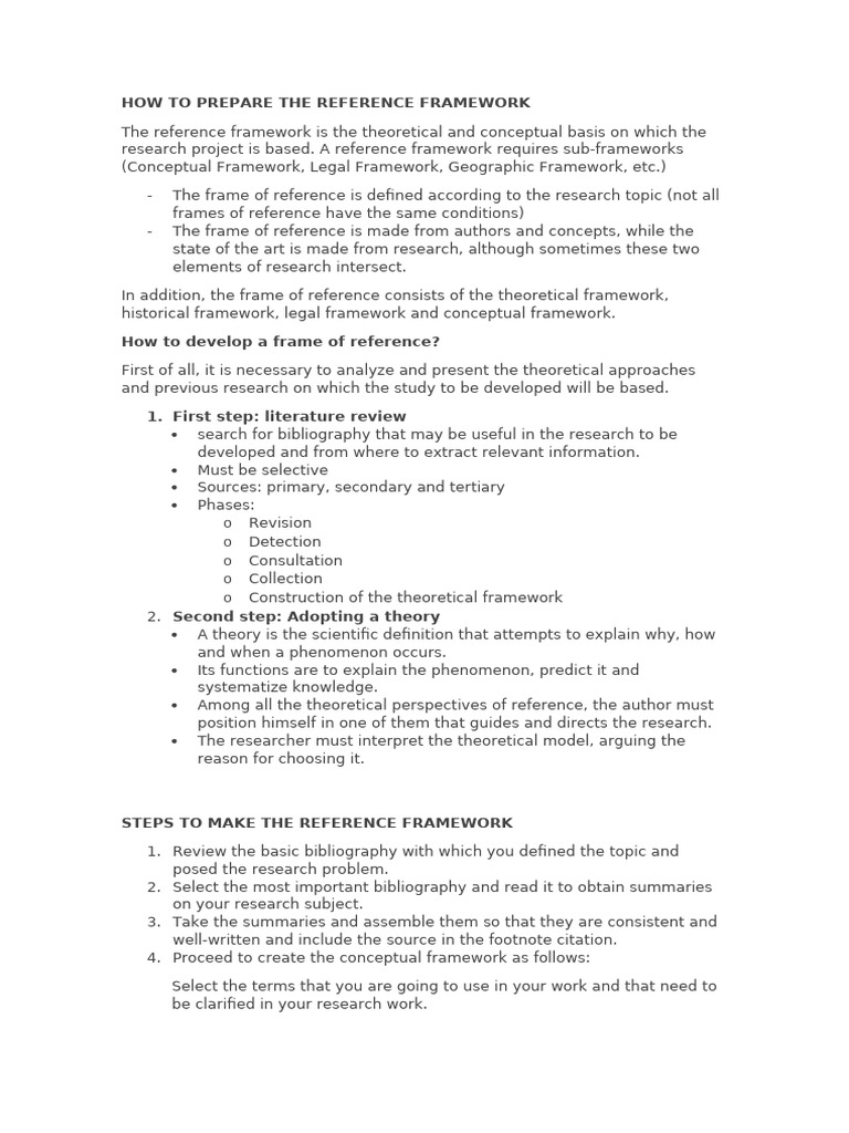 Reference Framework | PDF | Theory | Methodology