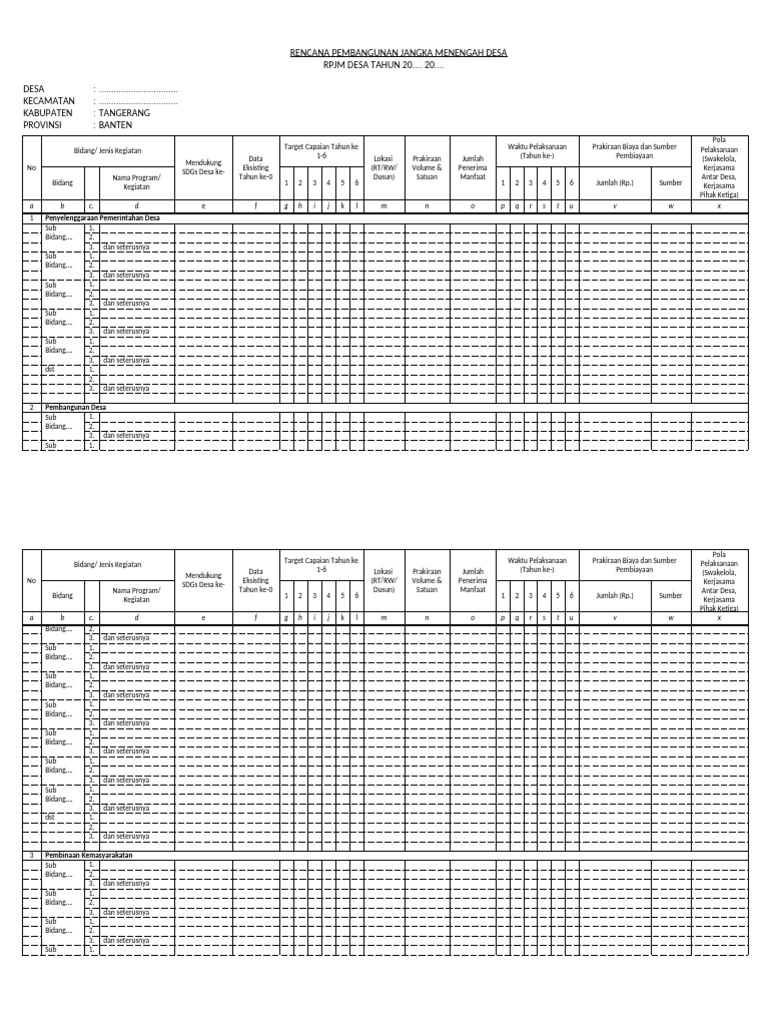 Contoh RPJM Desa Terbaru 2023 | PDF