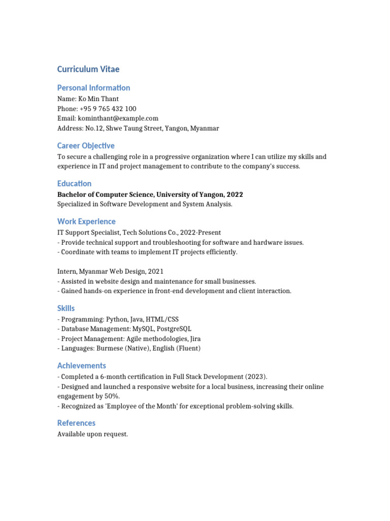 Realistic CV Template | PDF