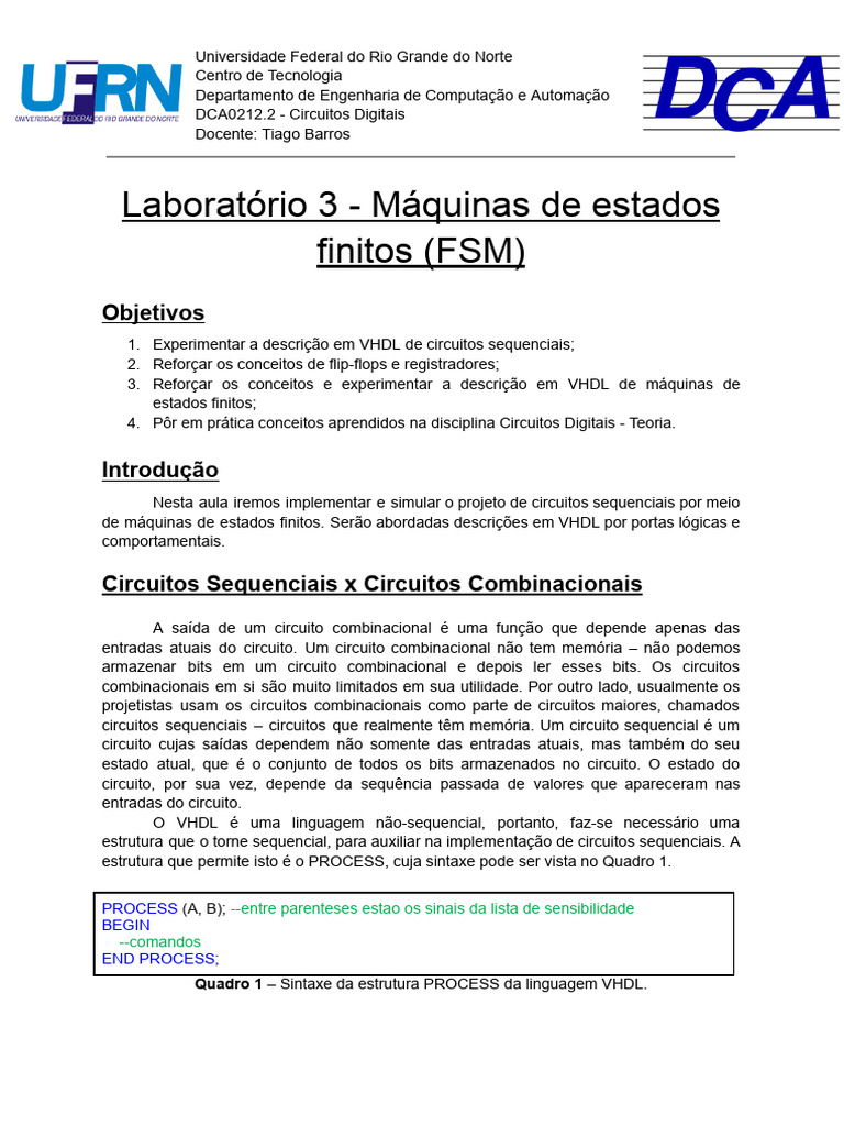 2024 Lab3 CircuitosSequenciais | PDF | VHDL | Informática