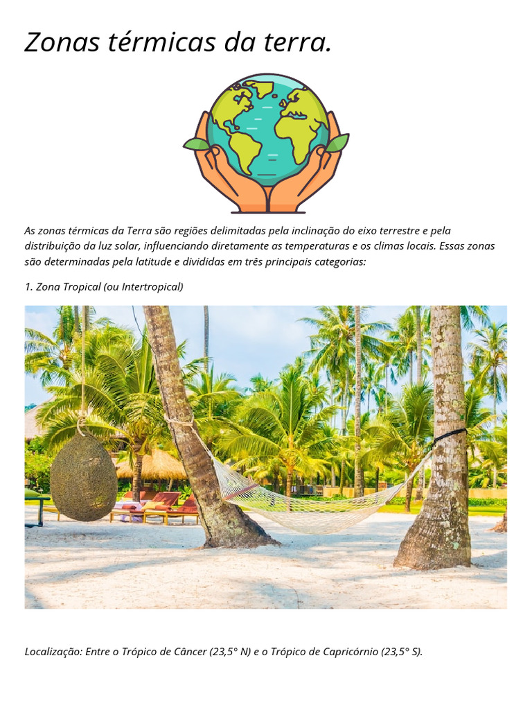 Zonas térmicas da terra._20241106_001318_0000 | PDF | Trópicos | Terra