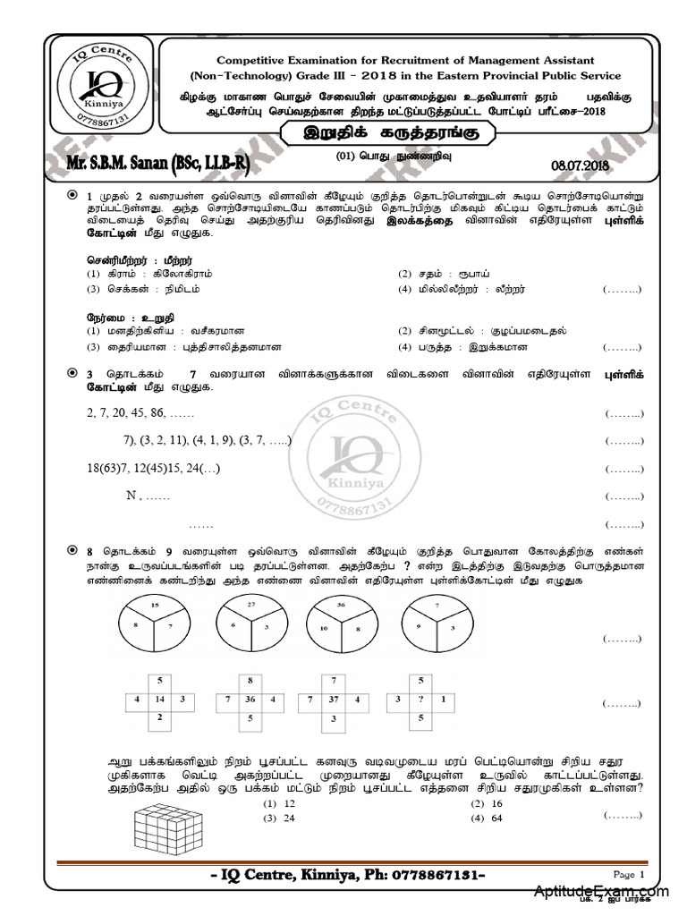 IQ Model Paper | PDF