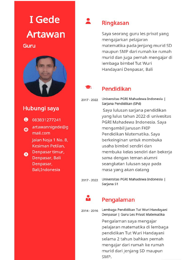 CV lamaran kerja | PDF