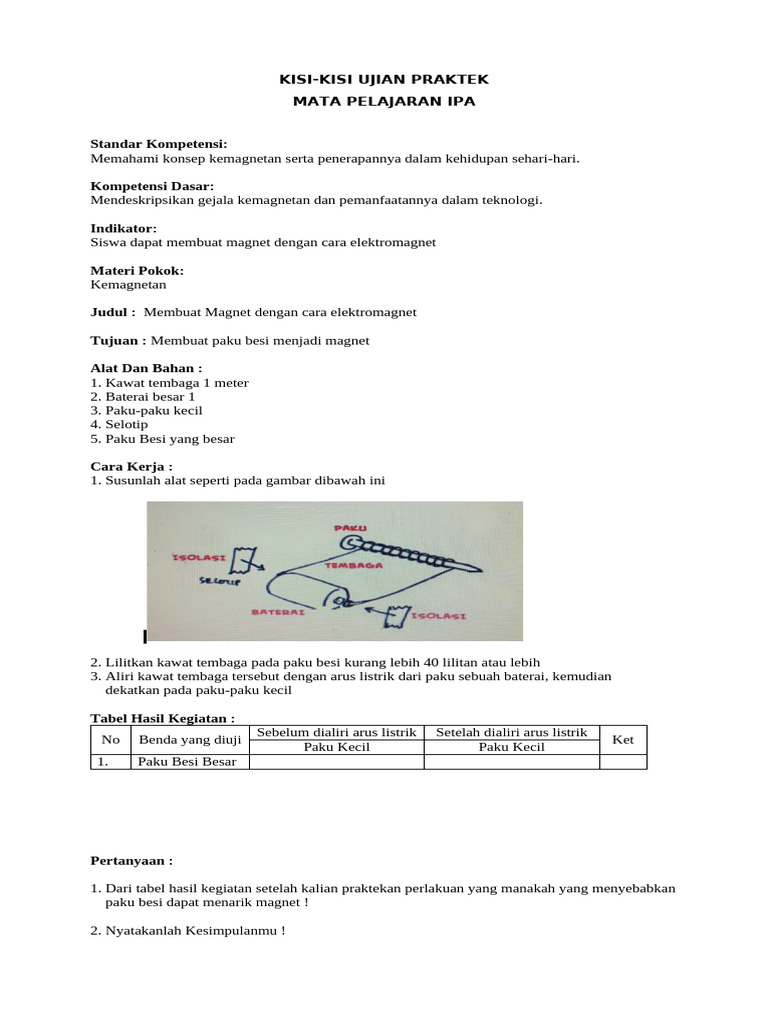 Praktik Membuat Magnet Elektromagnet | PDF