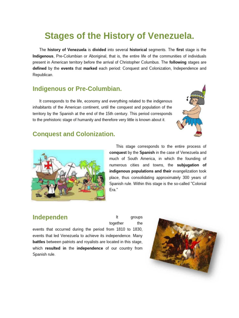 Stages of The History of Venezuela | PDF | Venezuela | Pre Columbian Era