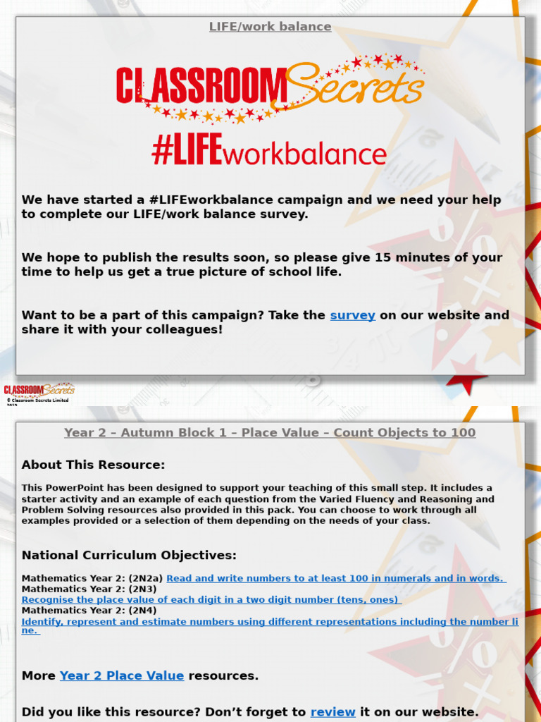 Year 2 Autumn Block 1 Step 1 Ppt Count Objects To 100 Pdf Mathematics