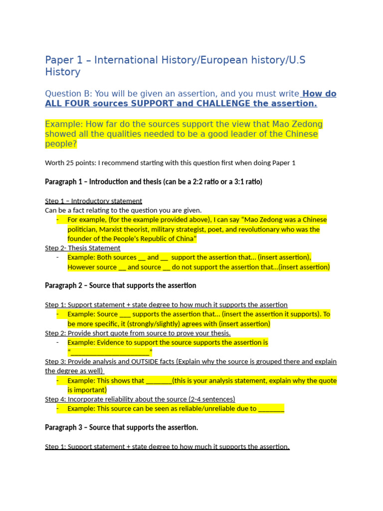Paper 1B International History | PDF | Paragraph