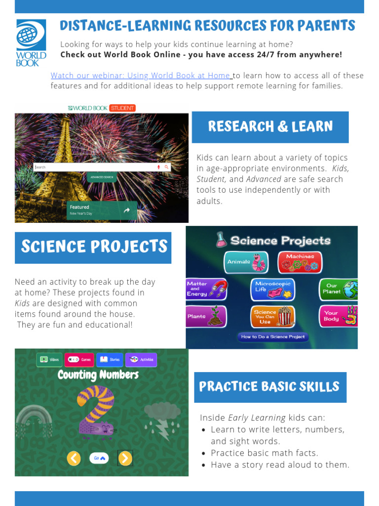 World Book Online Distance Learning Resources For Parents | PDF ...