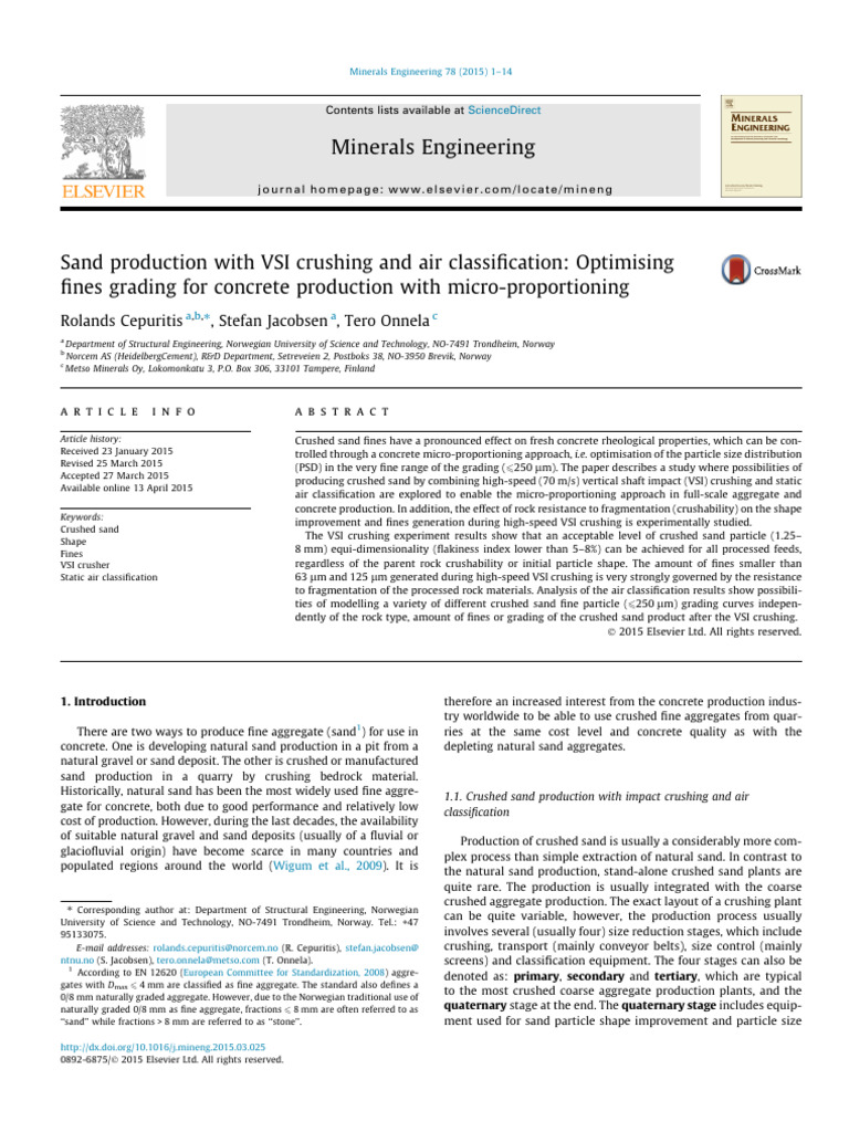 Optimizing VSI Crushed Sand for Concrete | PDF | Concrete | Rock (Geology)