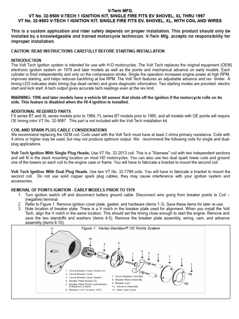 V-Twin Volt Tech Ignition Kit Guide | PDF | Ignition System | Electrical Connector