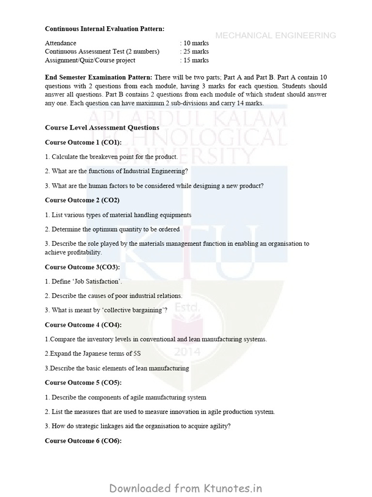 Mechanical Engineering Evaluation Guide | PDF