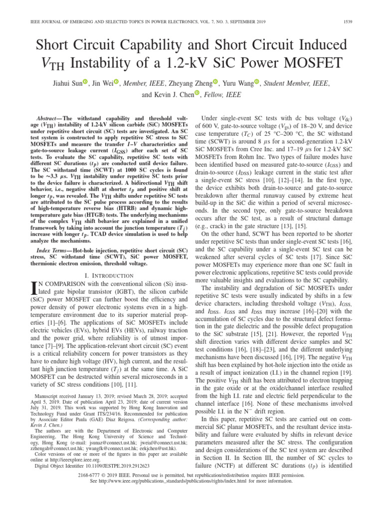 SiC MOSFET Short Circuit Stability Analysis | PDF | Field Effect ...