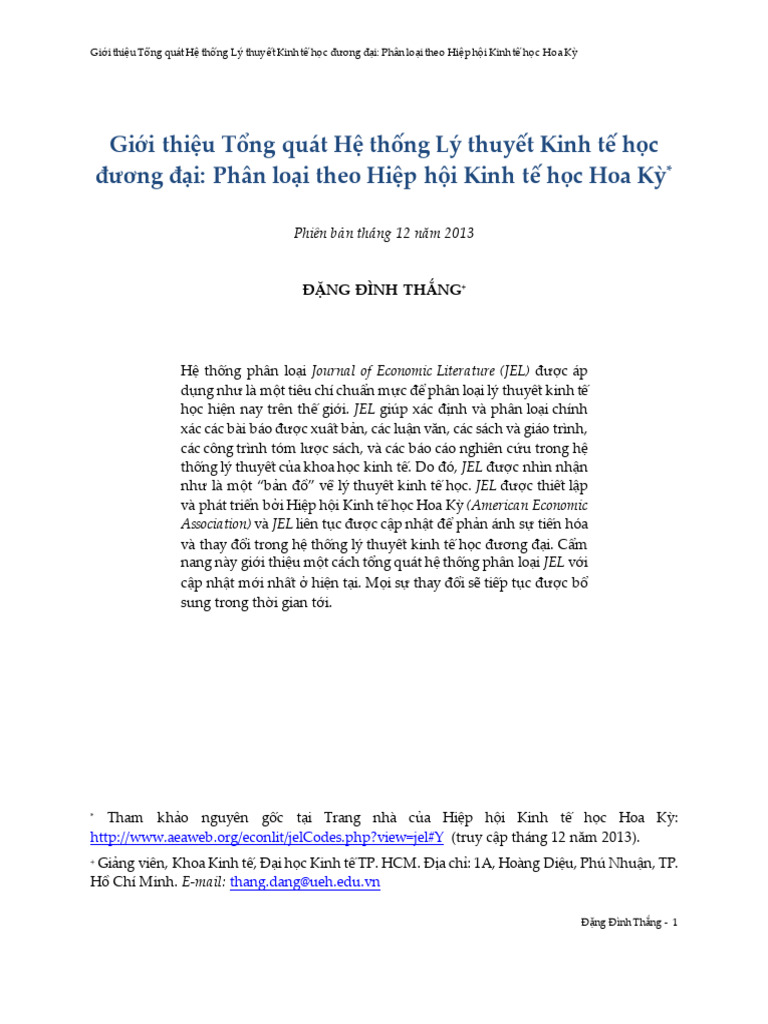 Thang Dang 2014 Gioi Thieu Tong Quat He Thong Ly Thuyet Kinh Te Hoc | PDF