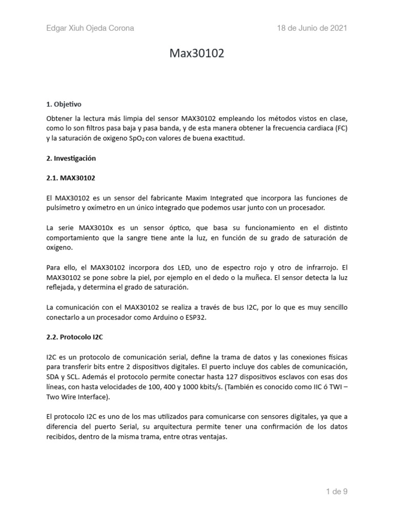 MAX30102 Sensor | PDF | Ingeniería Informática
