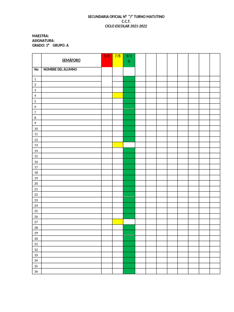 Lista de Alumnos 1°A 2021-2022 | PDF