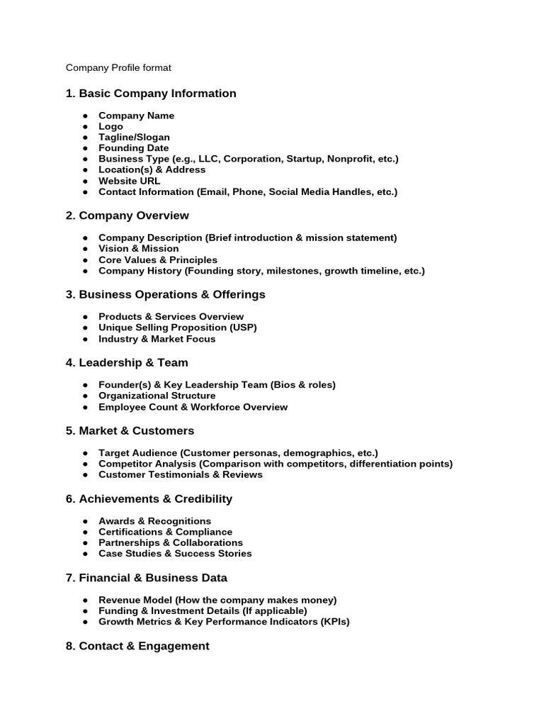 Comprehensive Company Profile Template | PDF