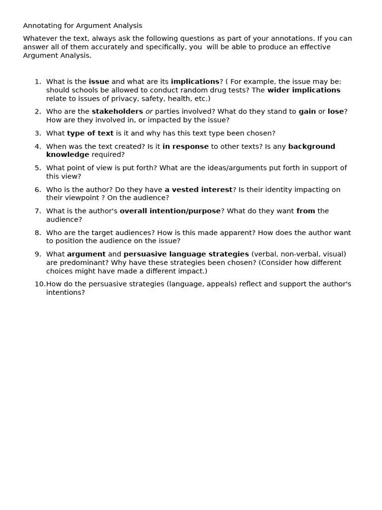 Annotations For Argument Analysis | PDF | Argument | Cognition