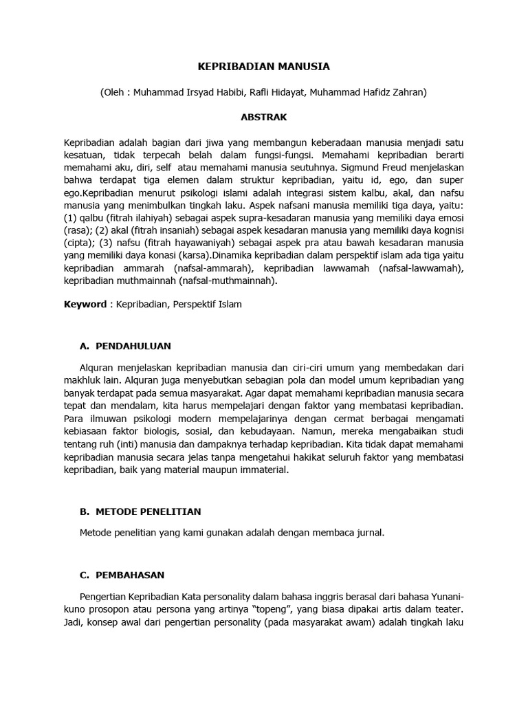 Kepribadian: Perspektif Psikologi Islami | PDF
