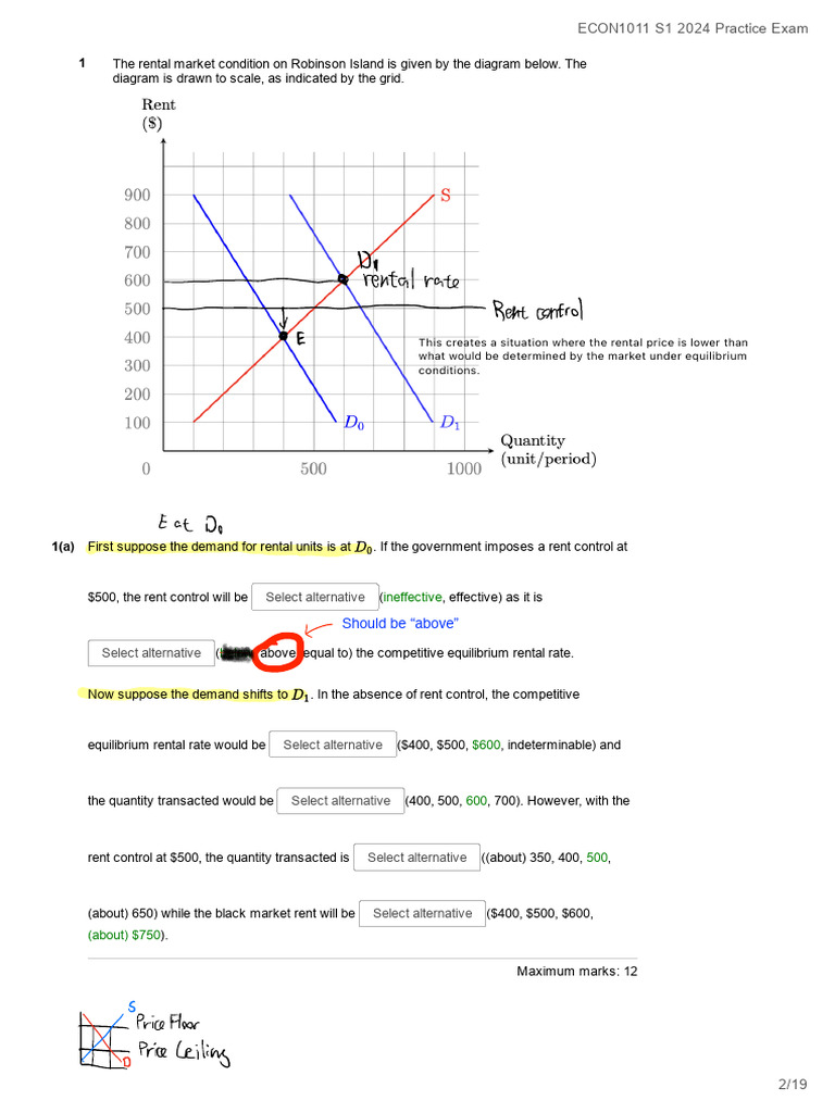 Econ Practice Exam | PDF | Economic Equilibrium | Externality