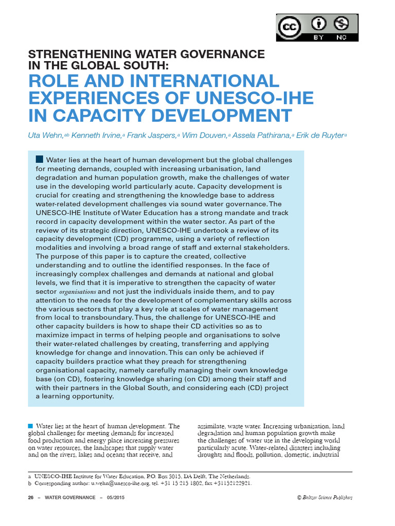 Strengthening Water Governance in the Global South | PDF | Capacity ...