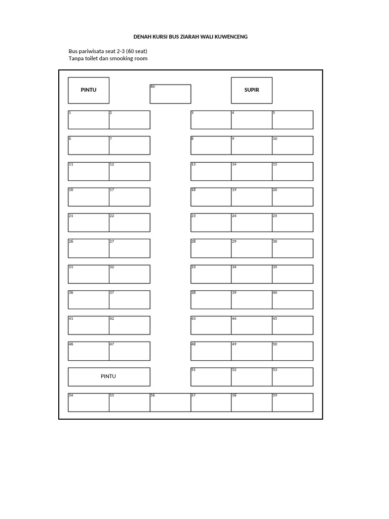 Denah Kursi Bus 60 Seat 2-3 | PDF