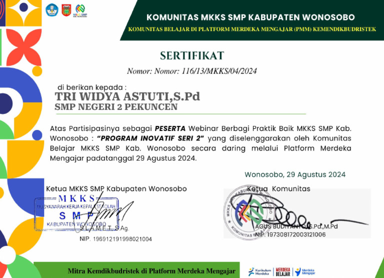 Sertifikat-Tri Widya Astuti, S.PD | PDF