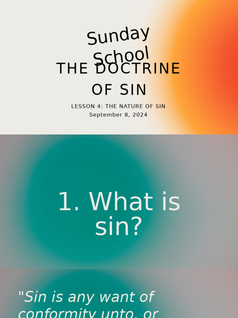 Sunday School Doctrine of Sin Lesson 4 | PDF