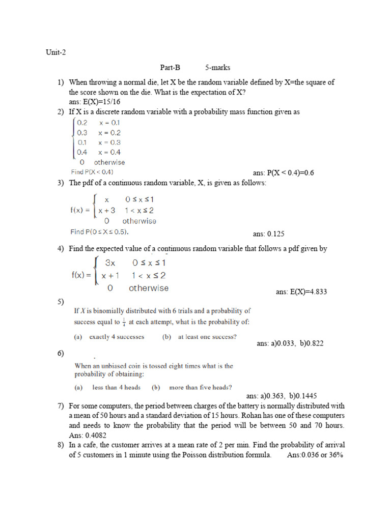 Probability_important_Questions-1 | PDF | Weighted Arithmetic Mean | Variance