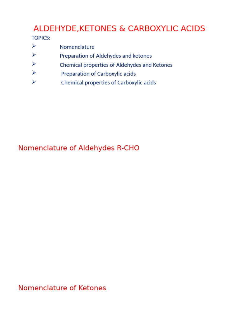 Aldehyde, Ketone & Carcboxy, Ic Qcid | PDF | Aldehyde | Ketone