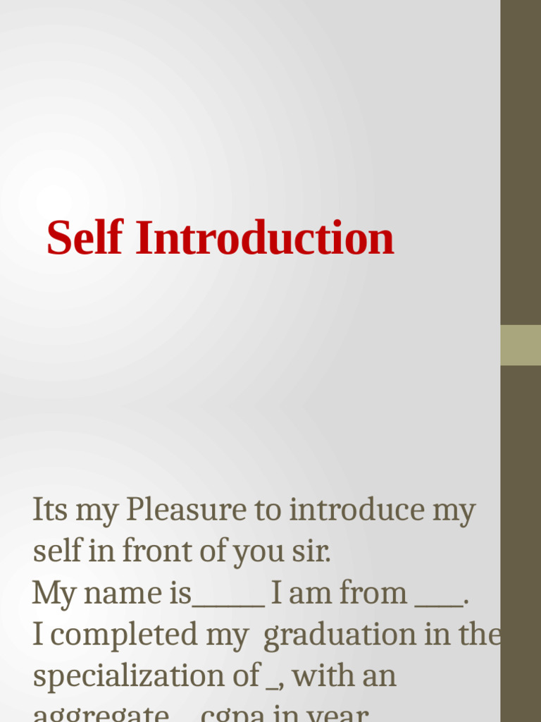 Self Introduction | PDF