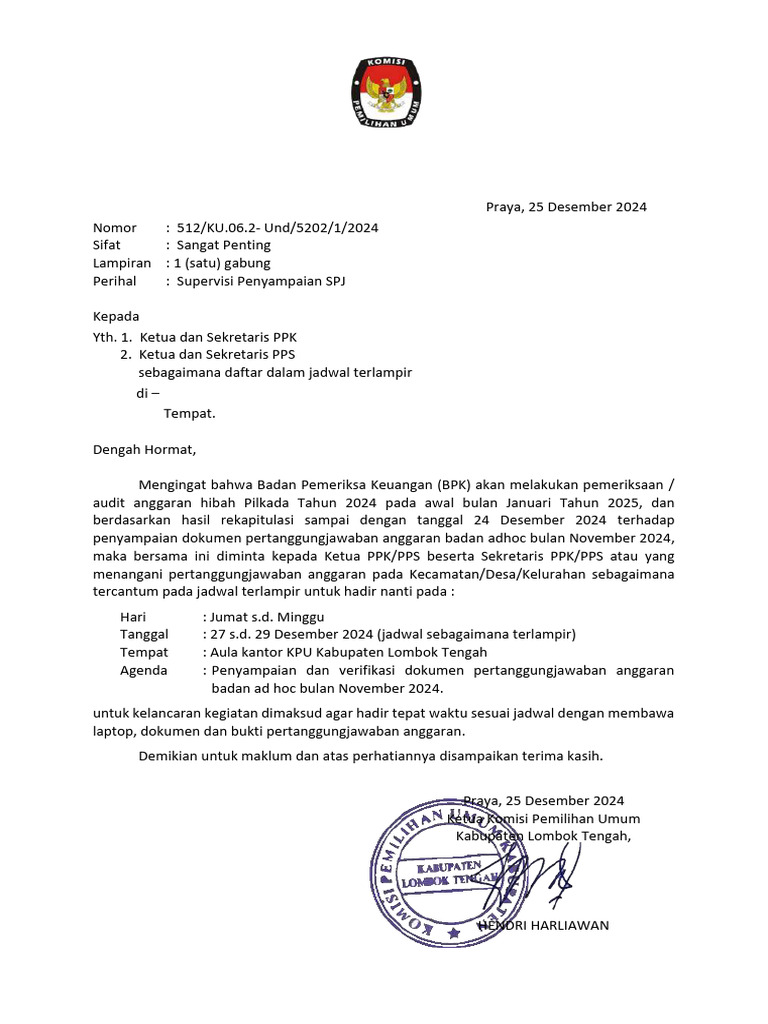 Surat Penyampaian SPJ | PDF