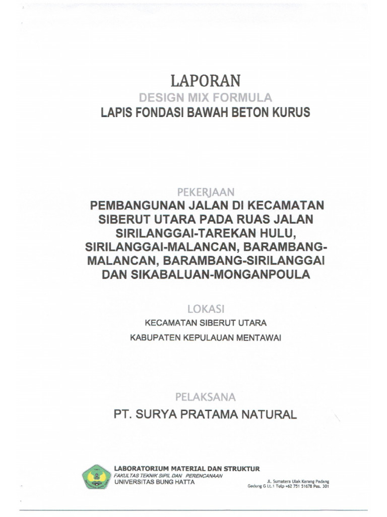 DMF Lapis Fondasi Bawah Beton Kurus | PDF