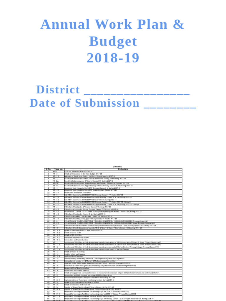 MDM Formats MDM Annual Work Plan Budget 2018 19 Format | PDF ...