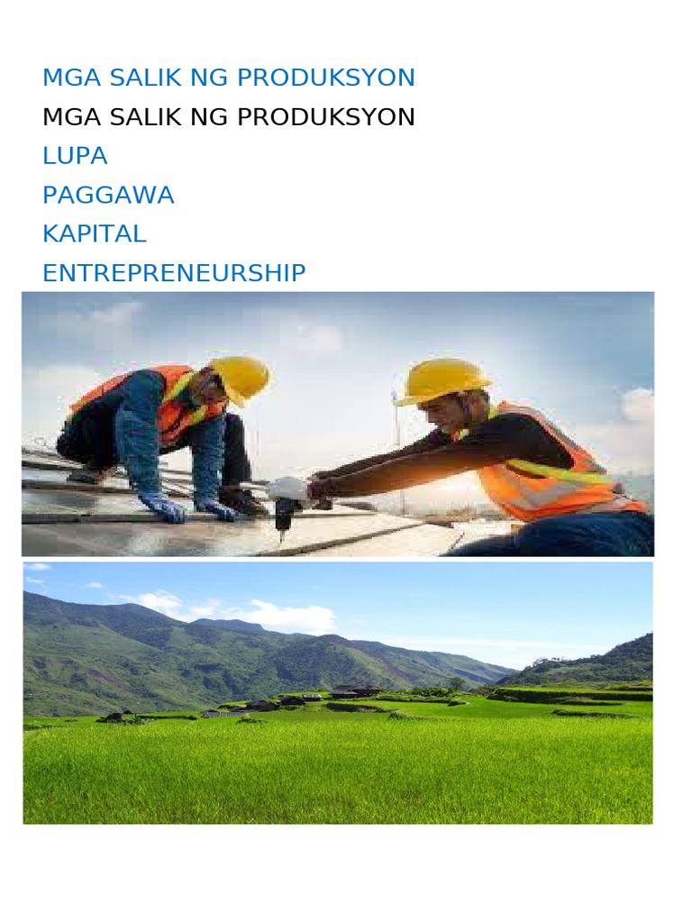 Mga Salik NG Produksyon | PDF