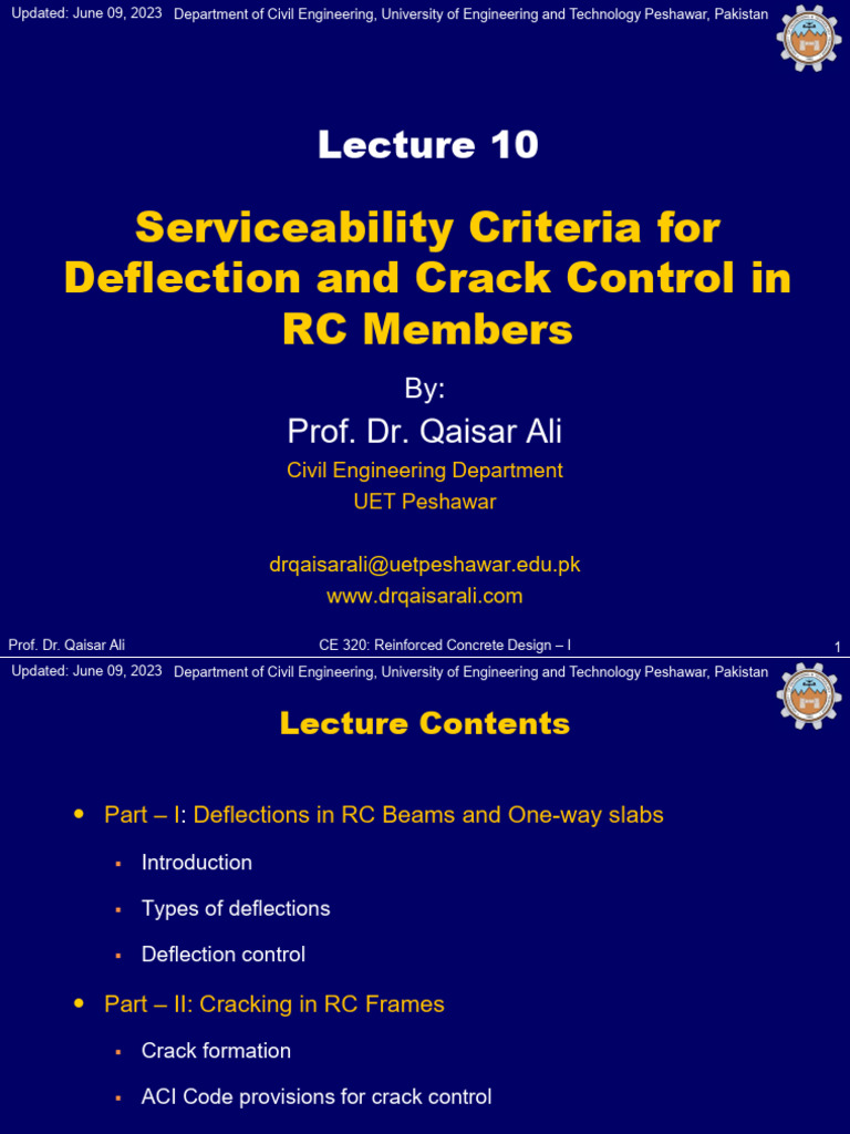 Microsoft PowerPoint - Lecture 10 - Deflection and Control of Cracking ...