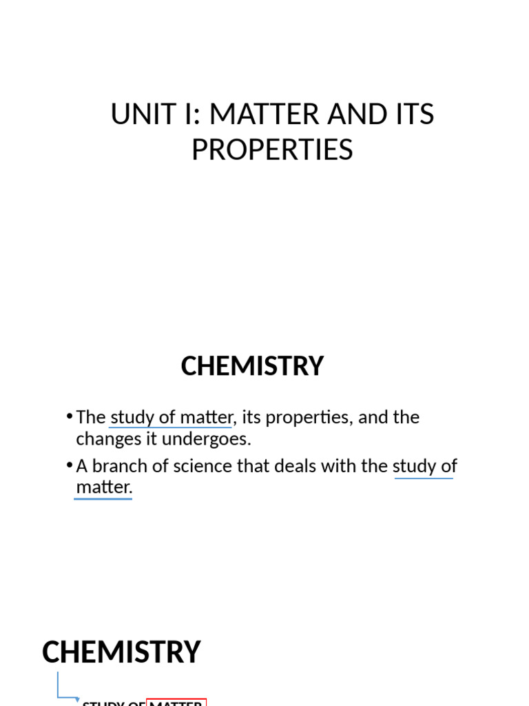 Unit I Matter and Its Properties | PDF | Chemical Substances | Mixture