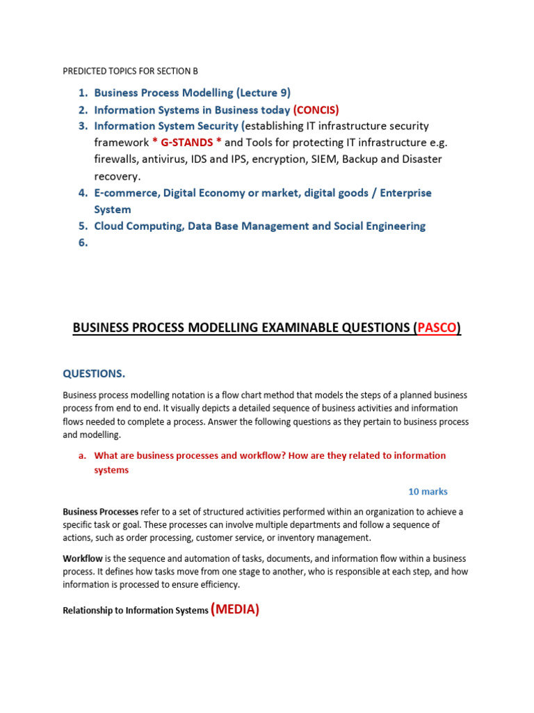 Predicted Topics For Section B Mis (Pasco) | PDF | Business Process | Augmented Reality