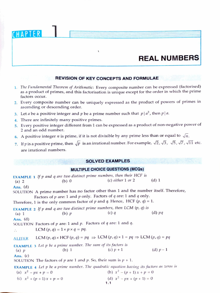 RD Sharma CH 1 | PDF