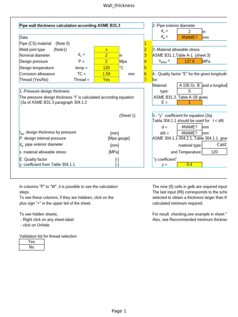 Pipes. Wall Thickness Calculation According 2ASME B31.3 | PDF | Pipe (Fluid Conveyance ...