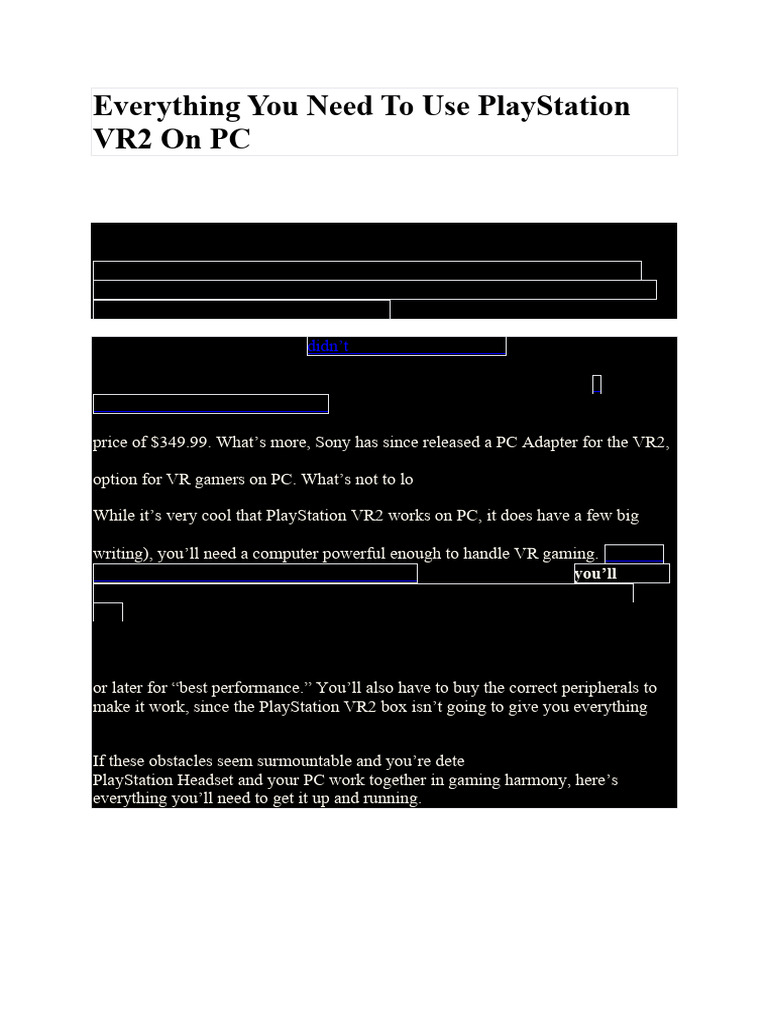 Everything You Need To Use PlayStation VR2 On PC | PDF